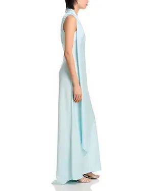 Aqua Long Scarf Bias Cut Gown
