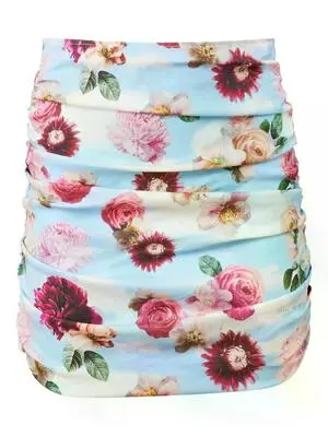 Fleur Du Mal Floral-print Skirt - Blue