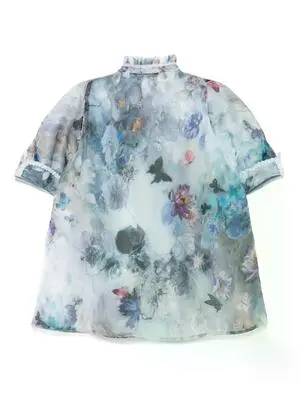 Shiatzy Chen Printed Mandarin-collar Shirt