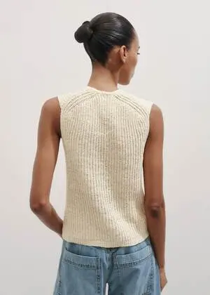 ME+EM Bouclé Cotton Rib Knit Sleeveless Vest