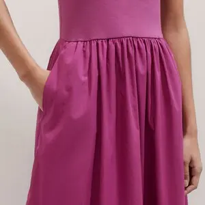 ME+EM Button-front Mixed Media Maxi Dress