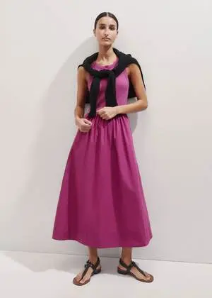 ME+EM Button-front Mixed Media Maxi Dress