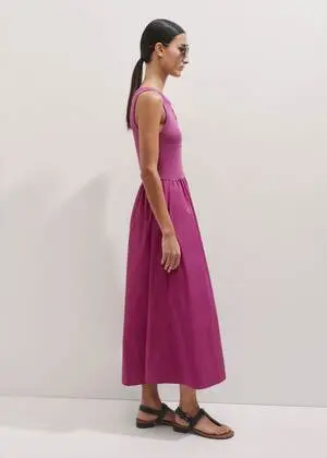 ME+EM Button-front Mixed Media Maxi Dress