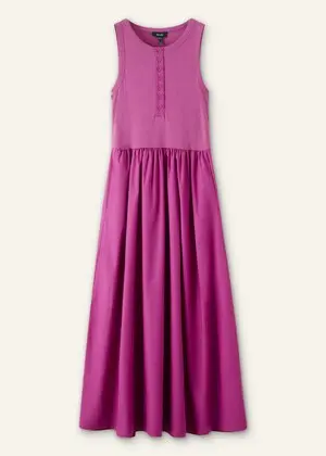 ME+EM Button-front Mixed Media Maxi Dress