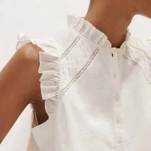 ME+EM Mixed Media Frill Detail Swing Tee