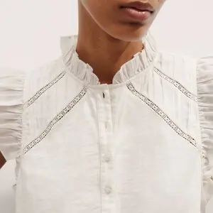 ME+EM Mixed Media Frill Detail Swing Tee