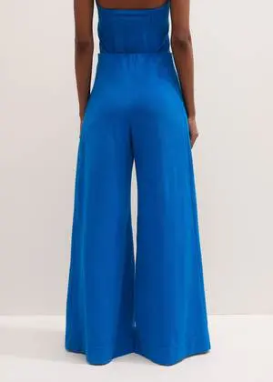 ME+EM Towelling Palazzo Pant - Lapis Blue