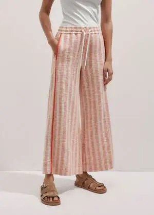 ME+EM Textured Stripe Wide-leg Crop Trousers