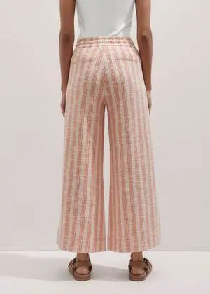 ME+EM Textured Stripe Wide-leg Crop Trousers