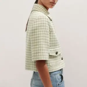 ME+EM Dogtooth Short Sleeve Jacket