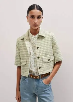 ME+EM Dogtooth Short Sleeve Jacket