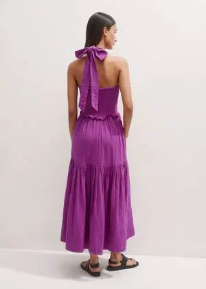 ME+EM Cheesecloth Halterneck Maxi Dress - Iris
