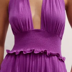 ME+EM Cheesecloth Halterneck Maxi Dress - Iris