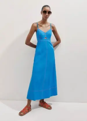ME+EM Linen-blend Maxi Dress - Topaz Blue