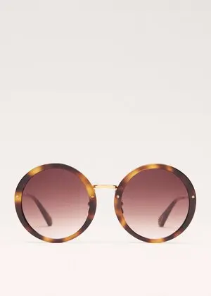 ME+EM Tortoiseshell Round Frame Sunglasses - Dark Tortoiseshell