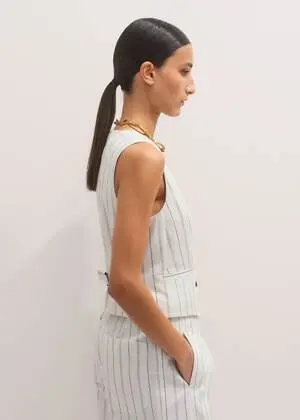 ME+EM Striped Tailored Waistcoat