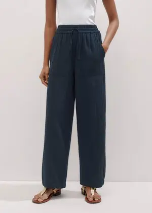 ME+EM Cheesecloth Drawstring Trouser - Navy