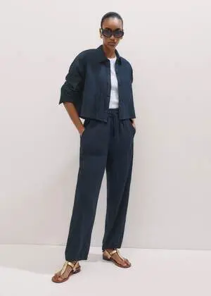 ME+EM Cheesecloth Drawstring Trouser - Navy
