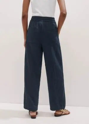 ME+EM Cheesecloth Drawstring Trouser - Navy