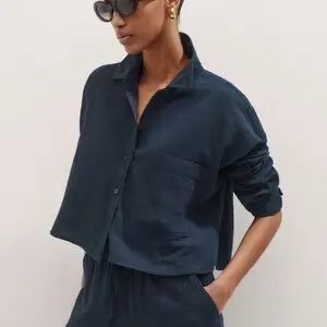 ME+EM Cheesecloth Drawstring Trouser - Navy