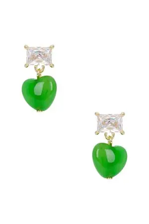 Completedworks Heart Bead & Cz Earrings - Gold Plated & Green