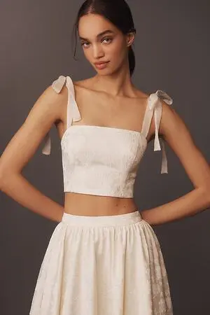 HUTCH Tie-strap Crop Top & Midi Skirt Set - White