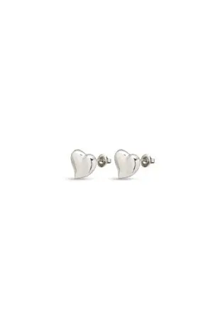 UNODE50 Heartbeat Stud Earrings - Silver