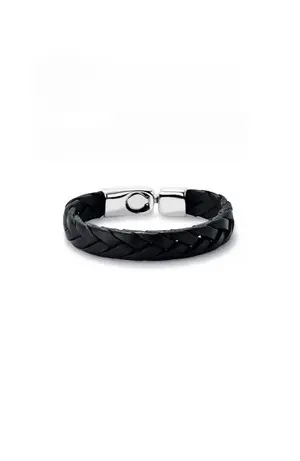 UNODE50 Braided Leather Clasp Bracelet - Black