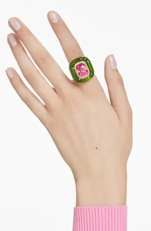 SWAROVSKI Dulcis Cocktail Ring - Green/ Pink