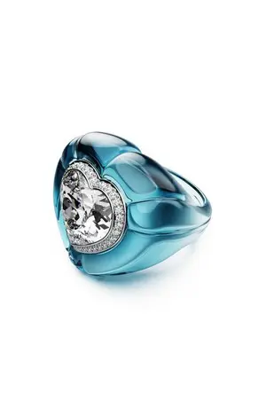 SWAROVSKI Dulcis Crystal Heart Cocktail Ring - Blue