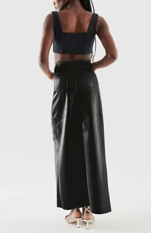 AS By DF Imogen Recycled Leather Maxi Skirt - Black