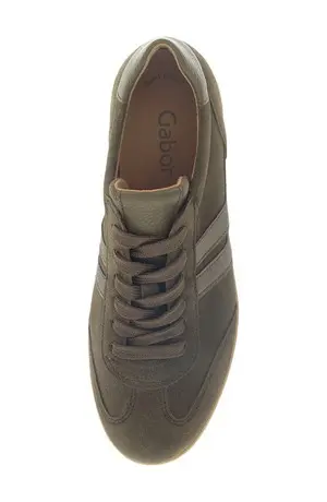 Gabor Brooke Leather Lace-up Sneakers - Oliv