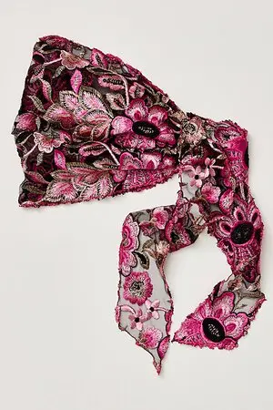 CURRIED MYRRH Cimaroon Floral Hair Scarf - Hot Pink