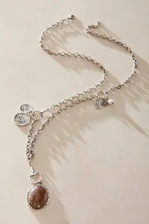 Free People Coin Charm Necklace - Smoke/silver
