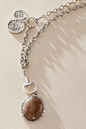 Free People Coin Charm Necklace - Smoke/silver