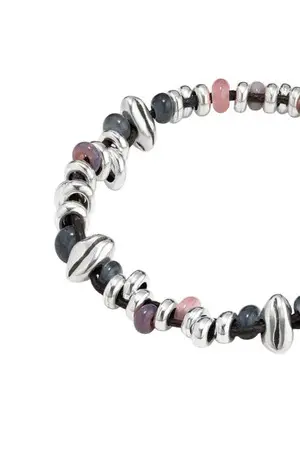 UNODE50 Braided Leather And Bead Bracelet