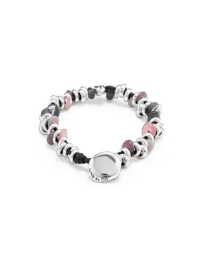 UNODE50 Braided Leather And Bead Bracelet
