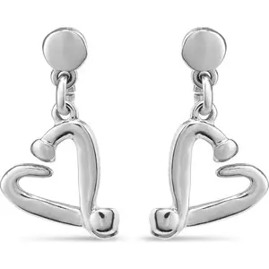 UNODE50 Hammered Heart Hoop Earrings - Silver