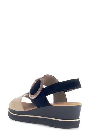 Gabor Strappy Slingback Wedge Sandal - Black