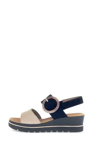 Gabor Strappy Slingback Wedge Sandal - Black