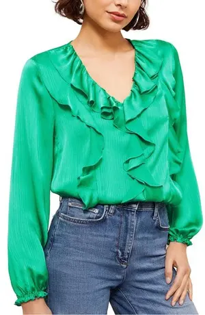 FRIENDS LIKE THESE Ruffle Crinkle Satin Top
