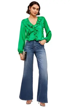 FRIENDS LIKE THESE Ruffle Crinkle Satin Top