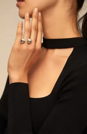 UNODE50 Open Ring With Beads - Silver