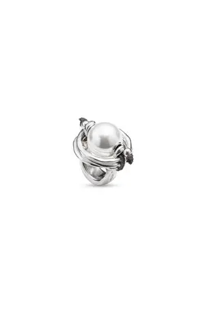 UNODE50 Pearl And Leather Ring - Silver
