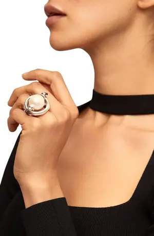 UNODE50 Pearl And Leather Ring