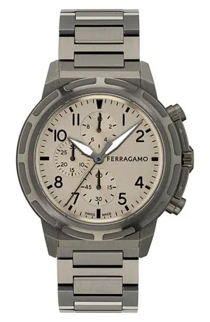 FERRAGAMO Sport Chronograph Bracelet Watch - Ip Gunmetal
