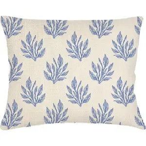 Anaya Sea Floral Linen Dutch Euro Pillow With Down Alternative Insert - Blue