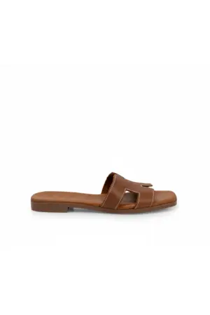 MENINA STEP Sorrento Leather Flat Sandal - Natural