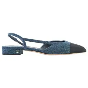 Chanel Slingback Tweed Ballet Flats - Blue