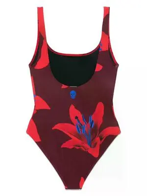 Alexander McQueen Fire Lily Printed Swimsuit